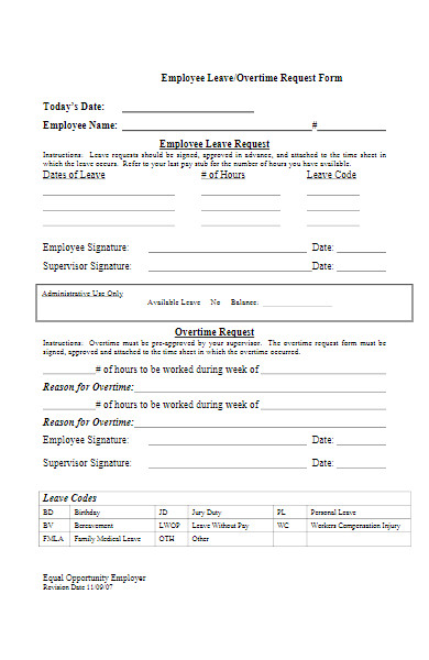 Free 50 Overtime Request Forms Download How To Create Guide Tips