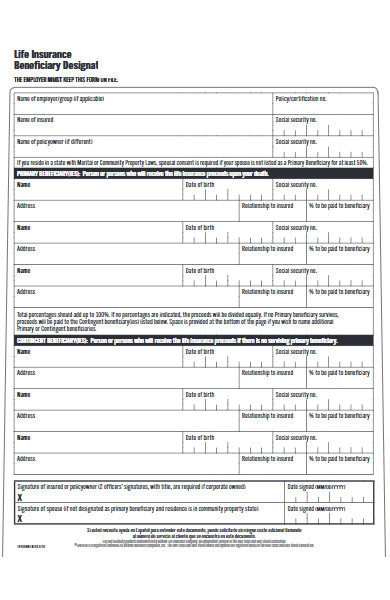 FREE 25+ Life Insurance Beneficiary Forms Download – How to Create ...