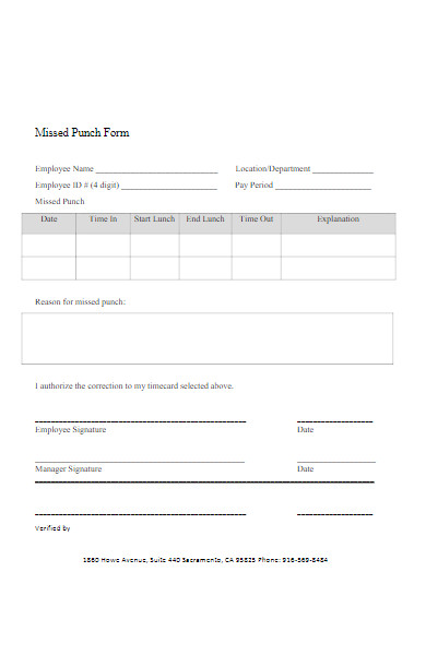FREE 16+ Missed Punch Forms Download – How to Create Guide, Tips
