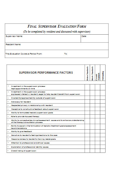FREE 50+ Supervisor Evaluation Forms Download – How to Create Guide, Tips