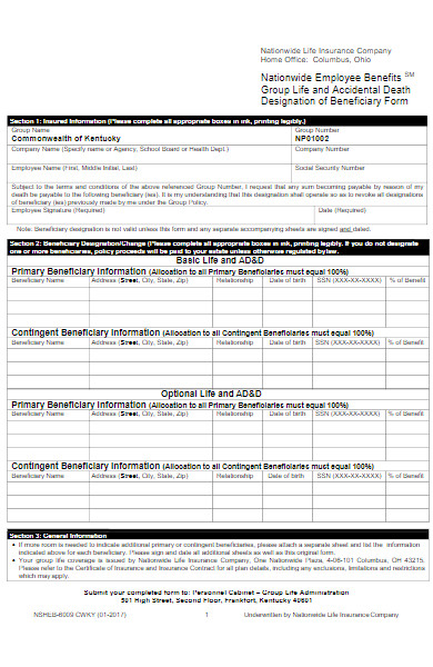 FREE 25+ Life Insurance Beneficiary Forms Download – How to Create ...