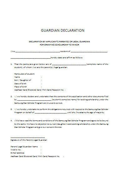 FREE 25+ Guardian Declaration Forms Download – How to Create Guide, Tips