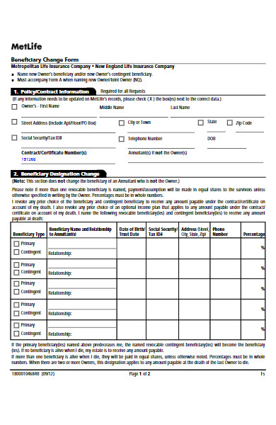 FREE 25+ Life Insurance Beneficiary Forms Download – How to Create ...