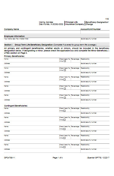 FREE 25+ Life Insurance Beneficiary Forms Download – How to Create ...
