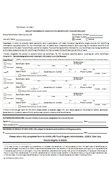 FREE 25+ Life Insurance Beneficiary Forms Download – How to Create ...