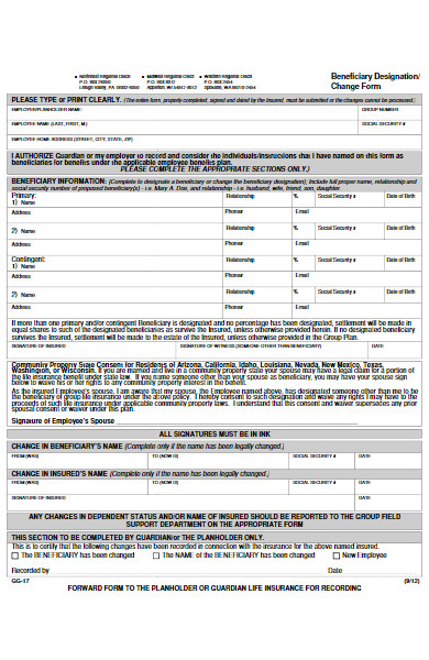 FREE 25+ Life Insurance Beneficiary Forms Download – How to Create ...