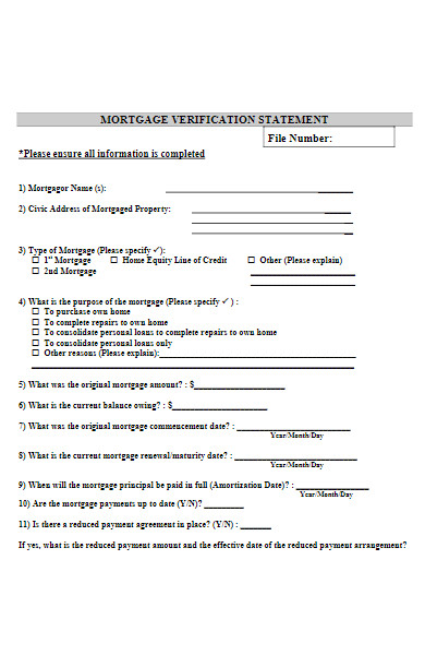 FREE 10+ Verification of Mortgage Forms Download – How to Create Guide ...