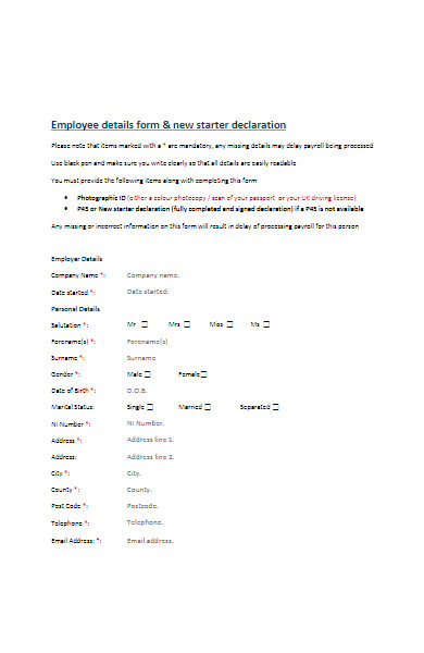 FREE 20+ New Employee Details Forms Download – How to Create Guide, Tips
