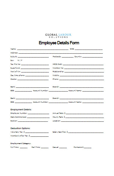 FREE 20+ New Employee Details Forms Download – How to Create Guide, Tips