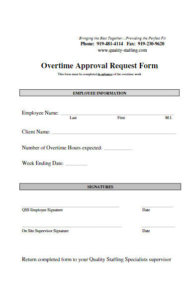 Free 50 Overtime Request Forms Download How To Create Guide Tips