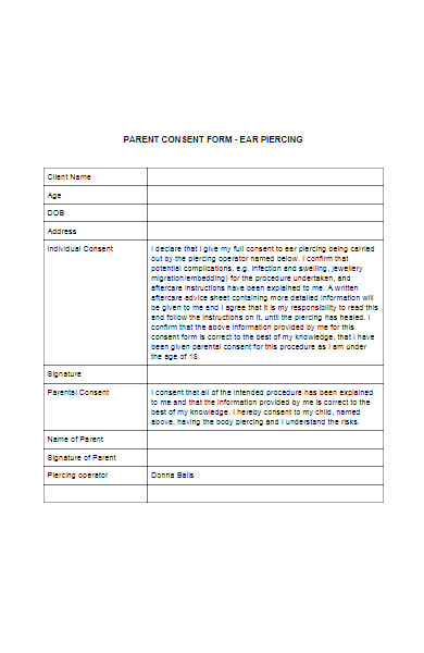 FREE 30+ Piercing Consent Forms Download – How to Create Guide, Tips