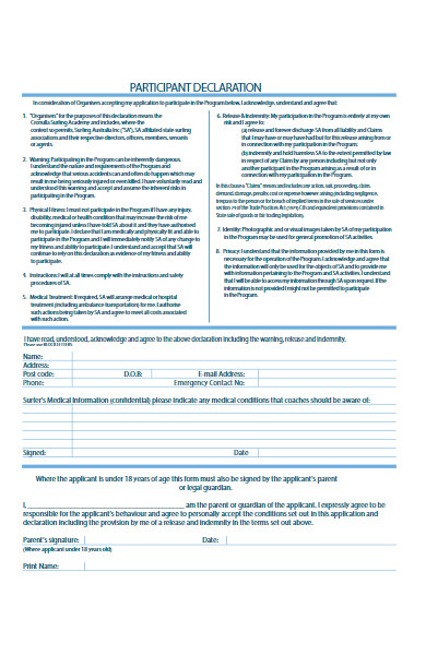 FREE 30+ Participant Declaration Forms Download – How to Create Guide, Tips