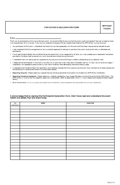 FREE 30+ Participant Declaration Forms Download – How to Create Guide, Tips