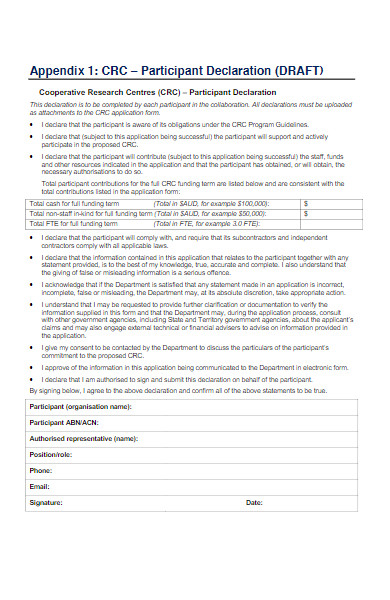 FREE 30+ Participant Declaration Forms Download – How to Create Guide, Tips