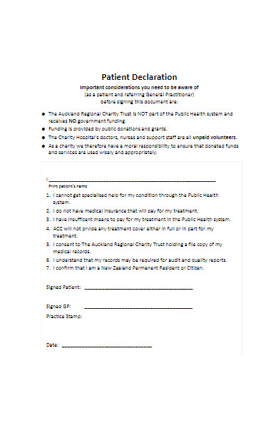 FREE 10+ Patient Declaration Forms Download – How to Create Guide, Tips