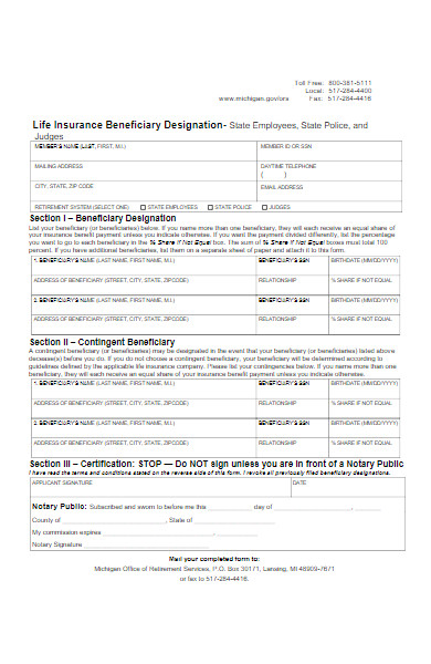 FREE 25+ Life Insurance Beneficiary Forms Download – How to Create ...