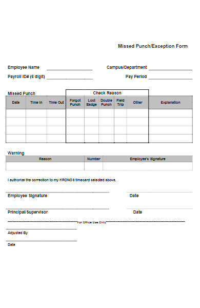 FREE 16+ Missed Punch Forms Download – How to Create Guide, Tips