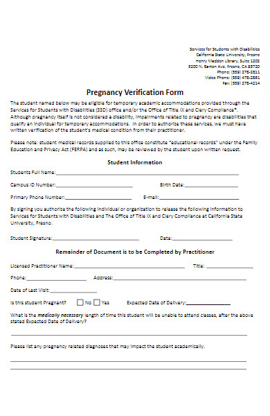 Free 6 Pregnancy Verification Forms Download How To Create Guide Tips