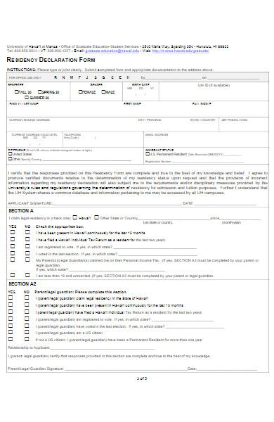 FREE 40+ Residency Declaration Forms Download – How to Create Guide, Tips