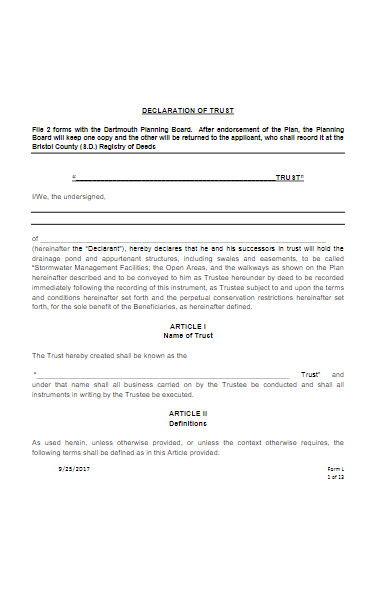 FREE 30+ Trust Declaration Forms in PDF