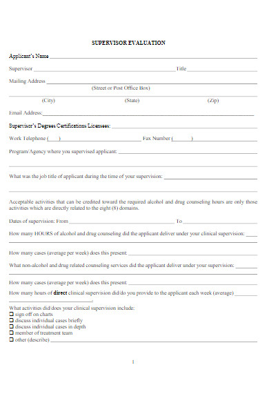 FREE 50+ Supervisor Evaluation Forms Download – How to Create Guide, Tips