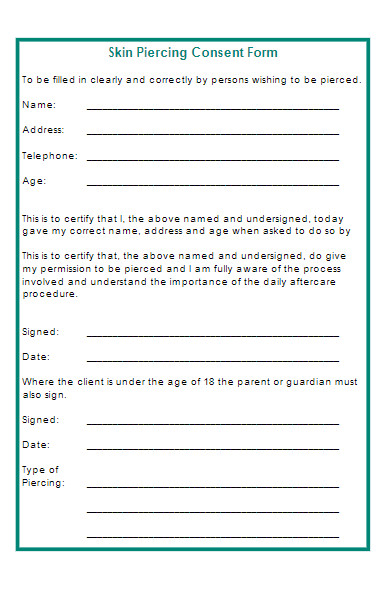 FREE 30+ Piercing Consent Forms Download – How to Create Guide, Tips