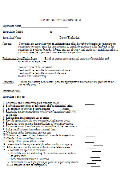 FREE 50+ Supervisor Evaluation Forms Download – How to Create Guide, Tips