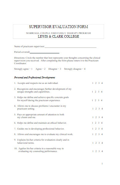 FREE 50+ Supervisor Evaluation Forms Download – How to Create Guide, Tips