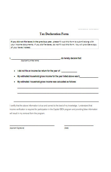 Free 40 Tax Declaration Forms Download How To Create Guide Tips