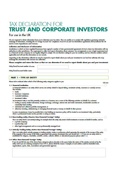 FREE 30+ Trust Declaration Forms in PDF