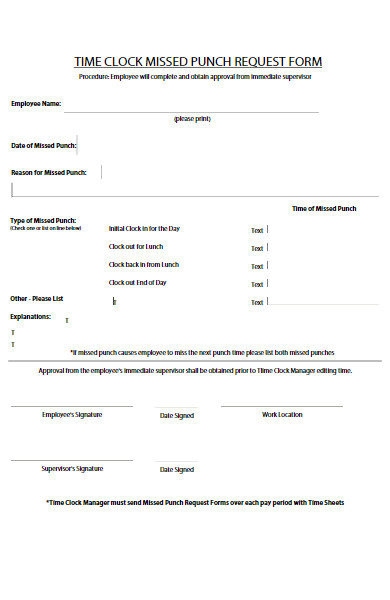 FREE 16+ Missed Punch Forms Download – How to Create Guide, Tips