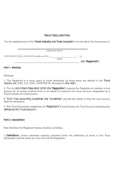 FREE 30+ Trust Declaration Forms in PDF
