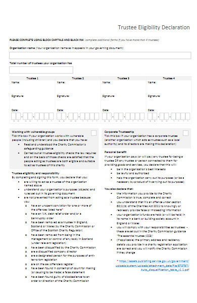 FREE 30+ Trust Declaration Forms in PDF