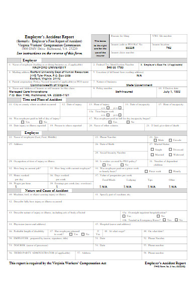 FREE 35+ Employee Accident Report Forms in PDF