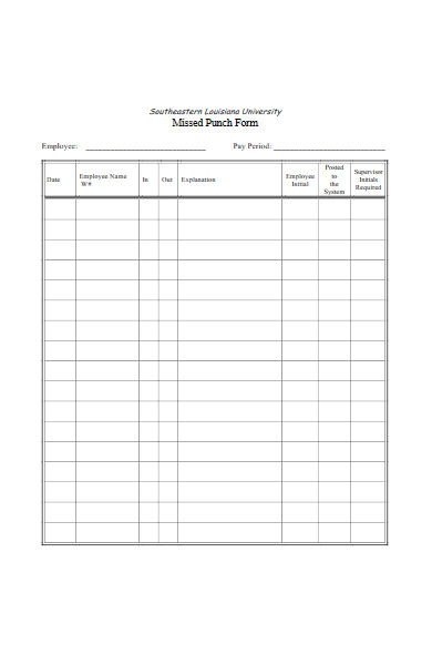 FREE 16+ Missed Punch Forms Download – How to Create Guide, Tips