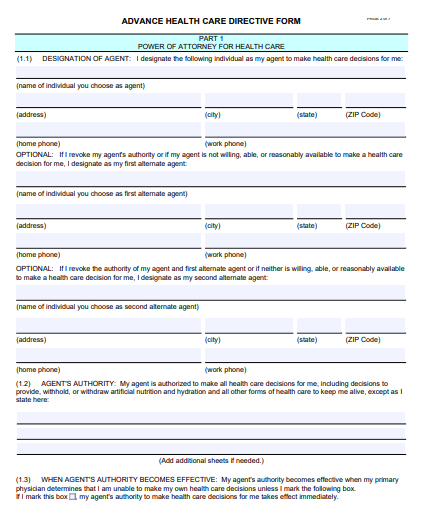 Free 10+ Advance Directive Power of Attorney Form Download – How to ...