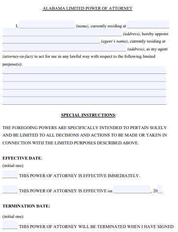 10+ Alabama (AL) Power of Attorney Form Download – How to Create Guide ...