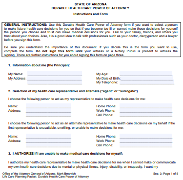 10+ Free Arizona (AZ) Power of Attorney Form Download – How to Create ...