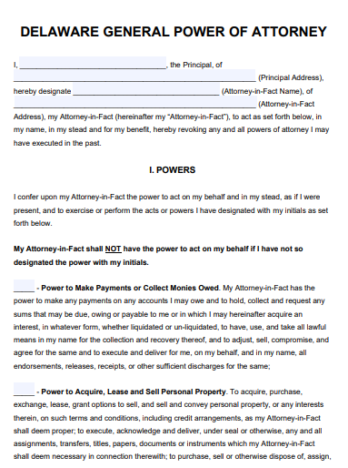 10+ Free Delaware (DE) Power of Attorney Form Download – How to Create ...