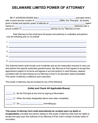 10+ Free Delaware (DE) Power of Attorney Form Download – How to Create ...