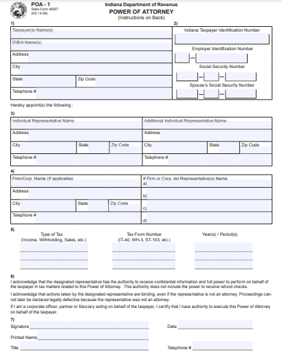 10+ Free Indiana (IN) Power of Attorney Form Download – How to Create ...