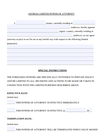 10+ Free Georgia (GA) Power of Attorney Form Download – How to Create Guide, Tips