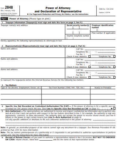 10+ IRS / Form 2848 Power of Attorney Forms Download – How to Create ...