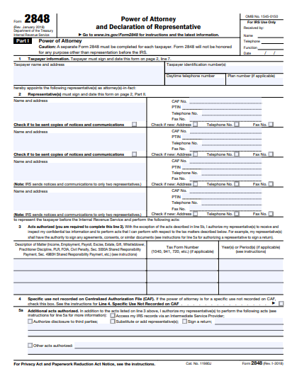 10+ IRS / Form 2848 Power of Attorney Forms Download – How to Create ...
