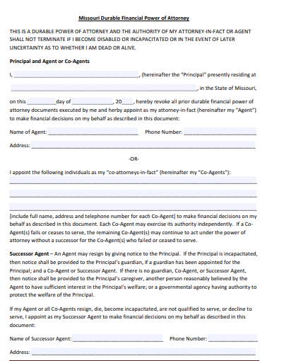 10+ Free Missouri (MO) Power of Attorney Form Download – How to Create ...