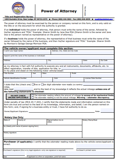 10+ Free Montana (MT) Power of Attorney Form Download – How to Create ...