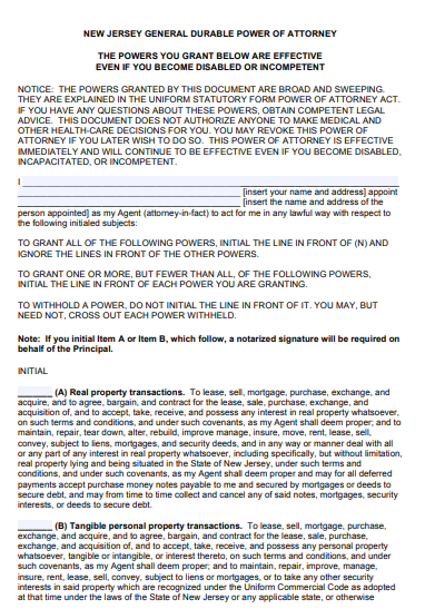 10+ Free New Jersey (NJ) Power of Attorney Form Download – How to ...