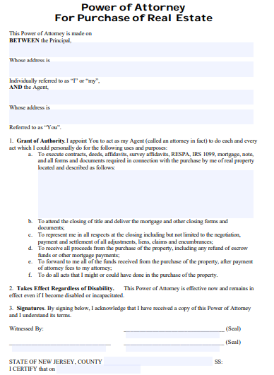 10+ Free New Jersey (NJ) Power of Attorney Form Download – How to ...