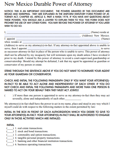 10+ Free New Mexico (NM) Power of Attorney Form Download – How to Create Guide, Tips