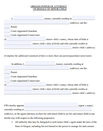 10+ Free Oregon (OR) Power of Attorney Form Download – How to Create ...